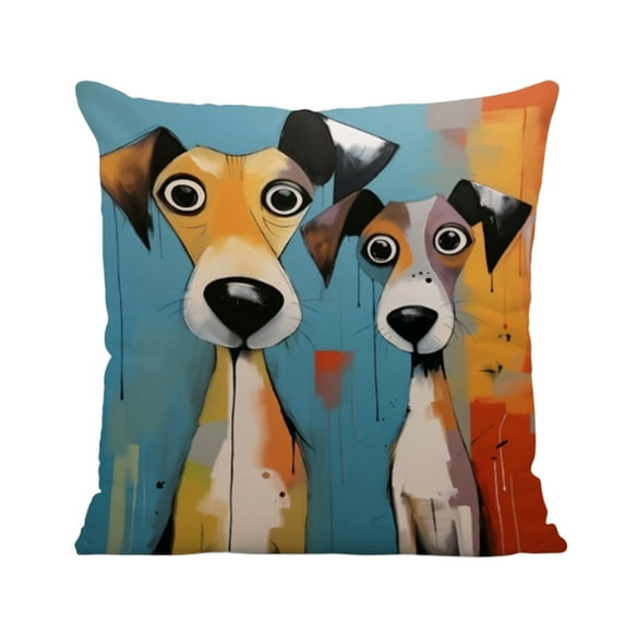 Abstract Color Polyester Animal Throw Pillow Covers Featuring Dogs And ...