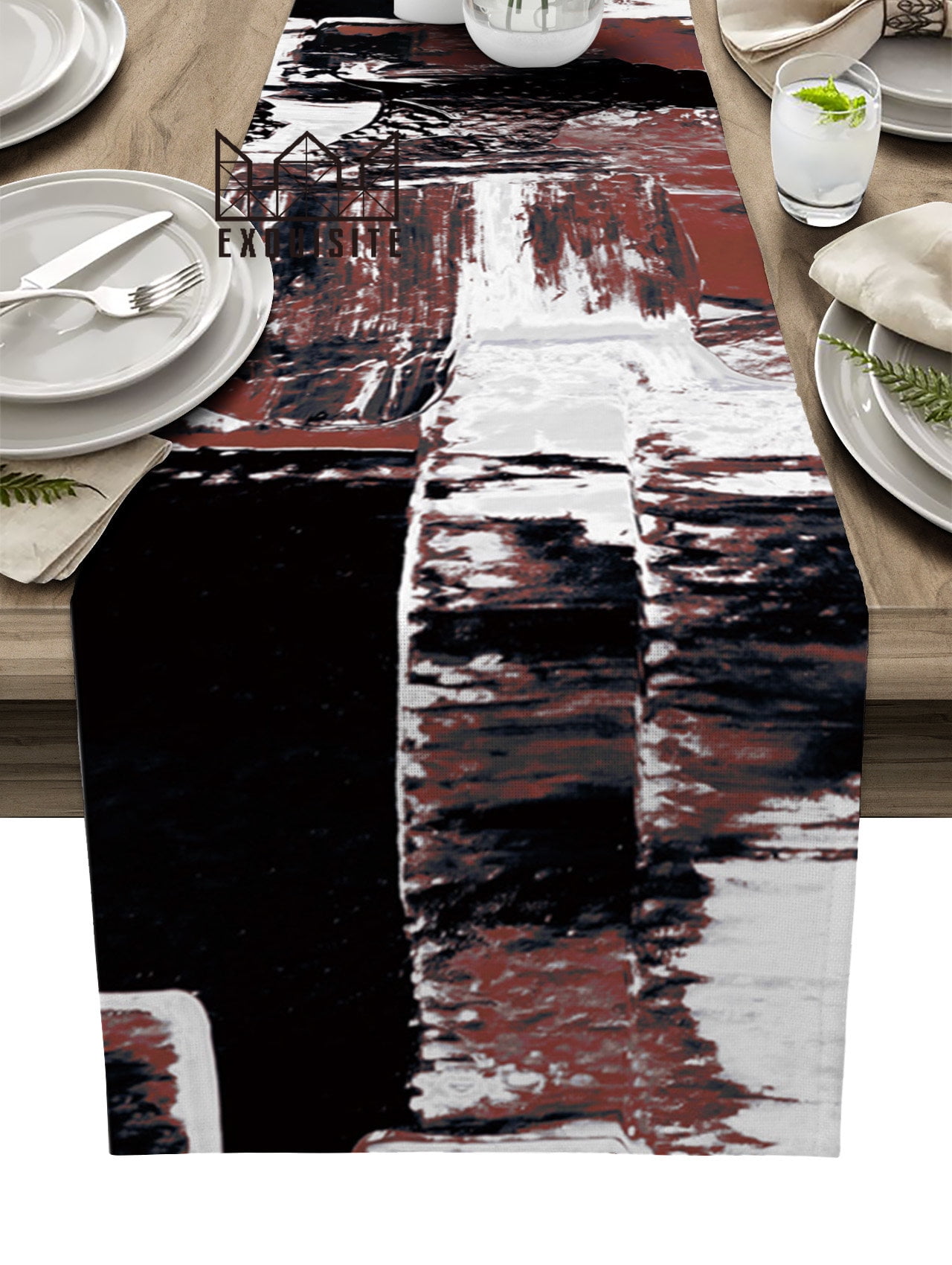 Abstract Color Red Watercolor Paint Wedding r Table Runners Coffee ...