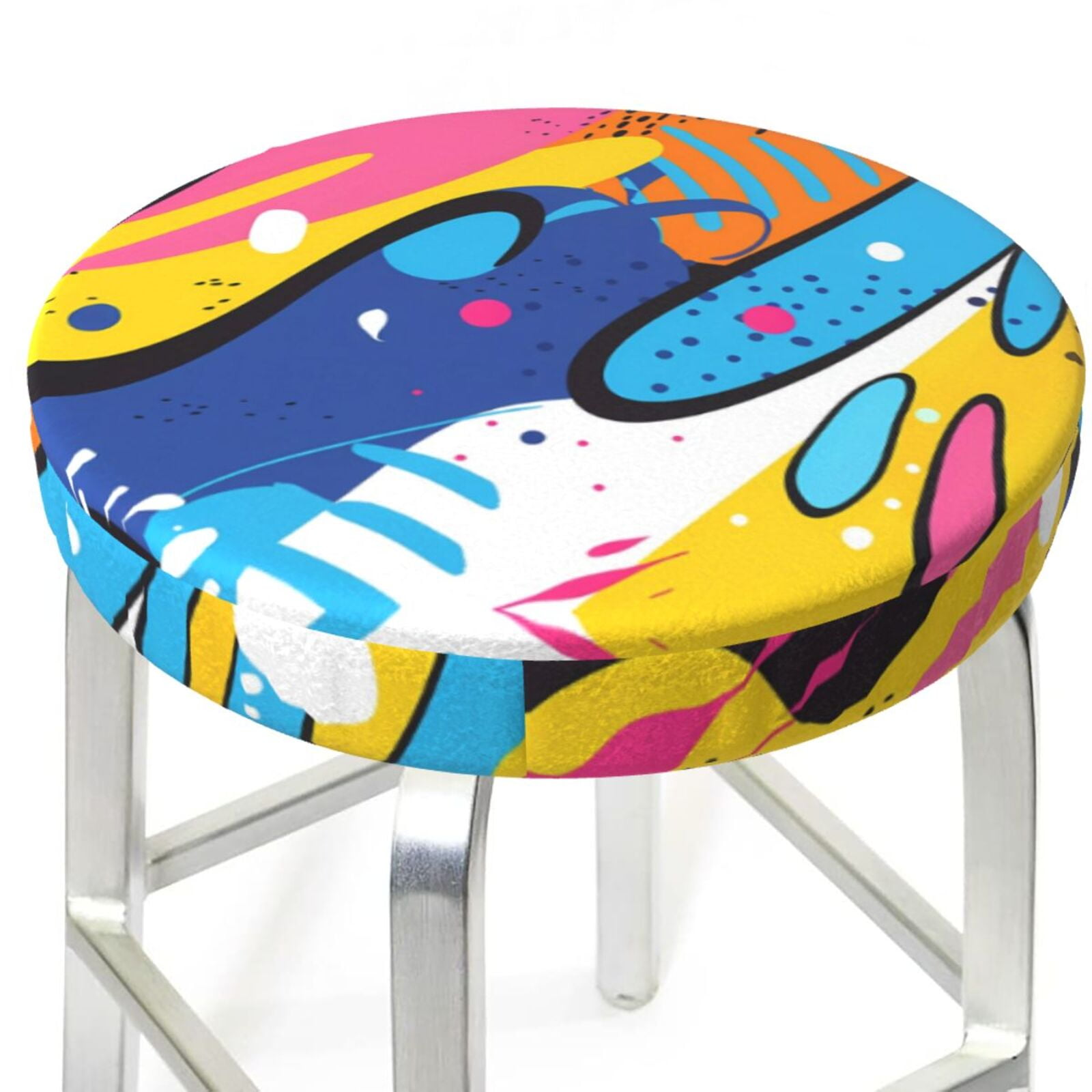 Abstract Color Splash Round Bar Stool Covers, Soft Velvet Bar Stool ...