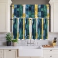 Abstract Color Splicing Ombre Art Curtain Tier and Valance Set 3 Piece ...