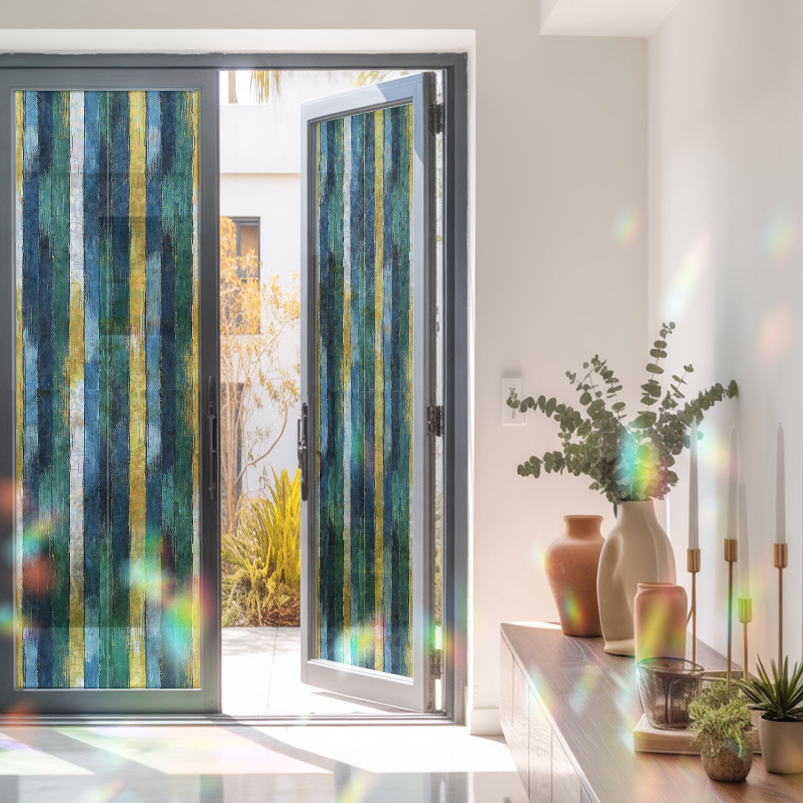 Abstract Color Splicing Ombre Art Window Privacy Film, Rainbow Film ...