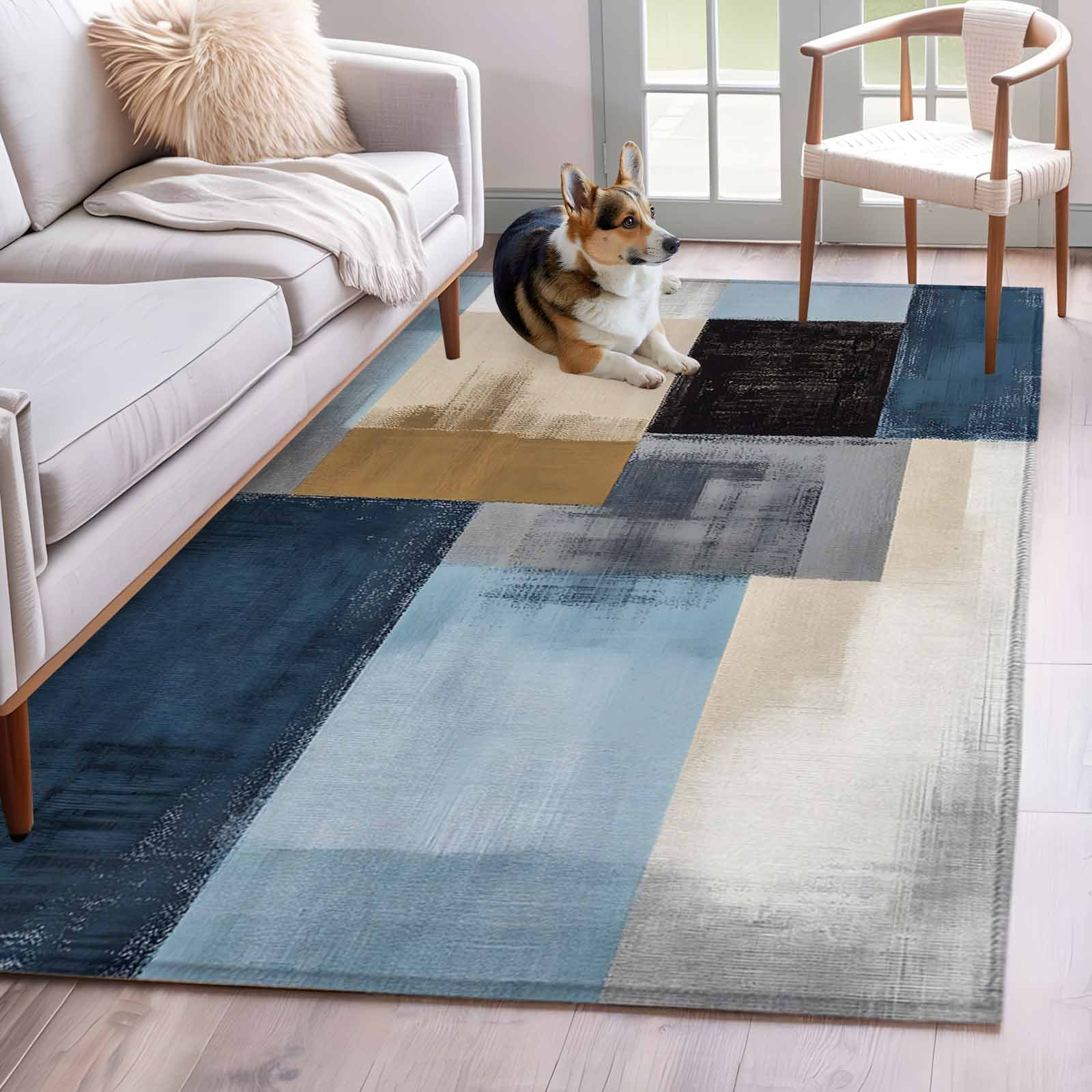 Abstract Color Stitching Area Rugs 3x5 ft Gary Blue Graffiti Art ...