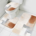 Abstract Color Stitching Bathroom Rugs Set Brown Grey Graffiti Art Non ...