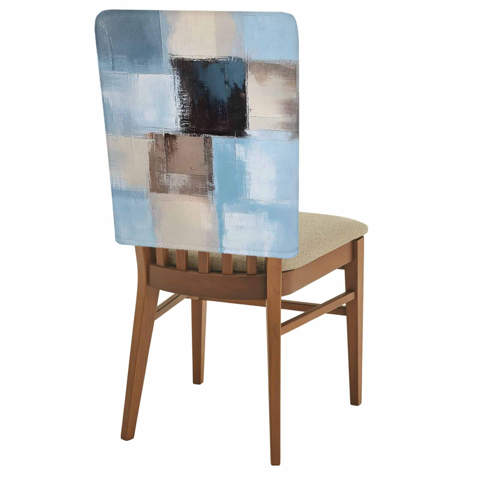 Abstract Color Stitching Chair Back Covers Set of 1, Blue Brown ...