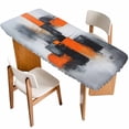 Abstract Color Stitching Fitted Rectangle Tablecloth 32" x 96" Orange ...
