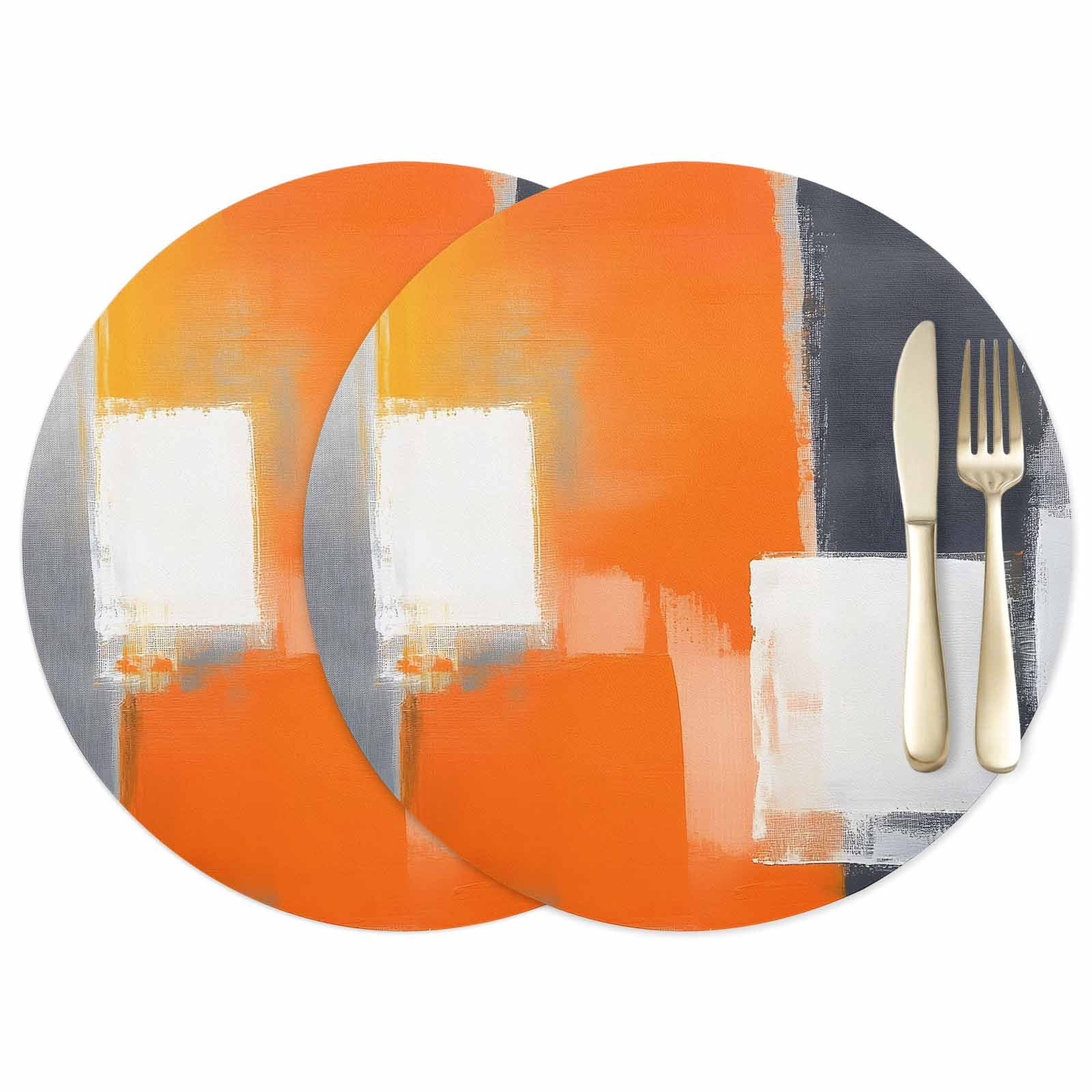 Abstract Color Stitching Leather Placemats Set of 2, 12 Inch, Vintage ...