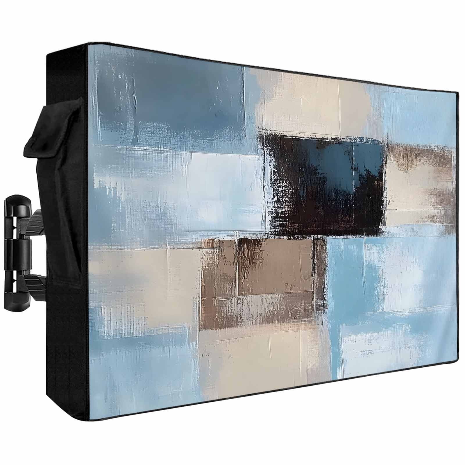 Abstract Color Stitching Outdoor TV Cover 60 to 65 inch Blue Brown ...