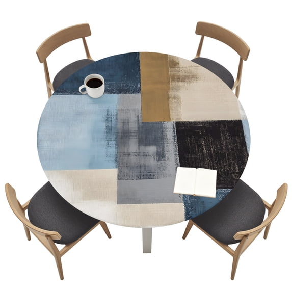 Abstract Color Stitching Round Fitted Tablecloth Gary Blue Graffiti Art ...