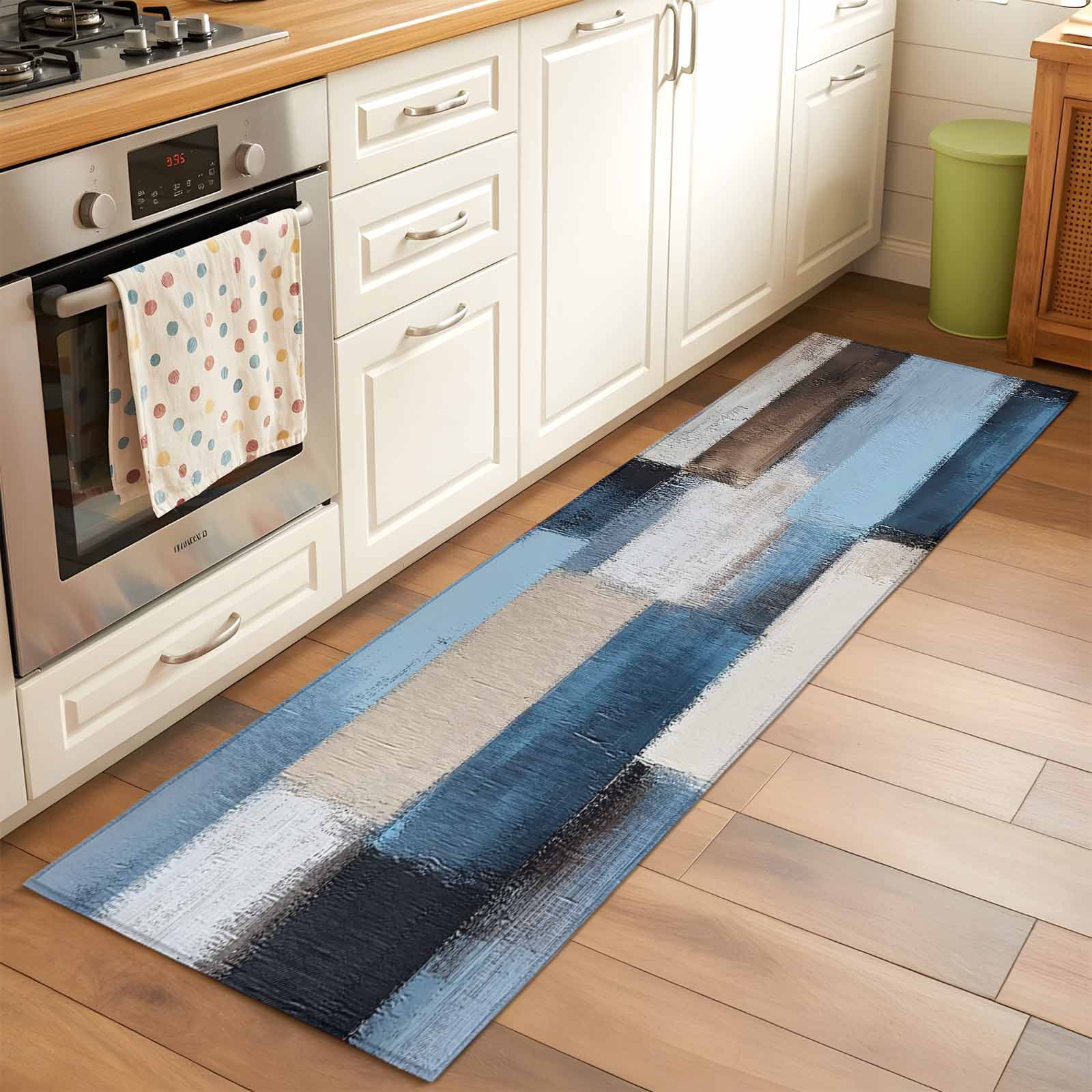 Abstract Color Stitching Runner Rugs 2x6 ft Blue Brown Graffiti Theme ...