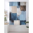 Abstract Color Stitching Sheer Curtains 63 Inch Long 1 Panel Blue Brown ...