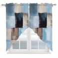 Abstract Color Stitching Swag Curtain Valance for Window 2 Panels Blue ...