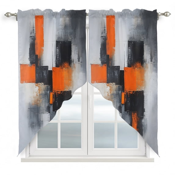 Abstract Color Stitching Swag Curtain Valance for Window 2 Panels ...