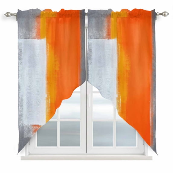 Abstract Color Stitching Swag Curtain Valance for Window 2 Panels Retro ...