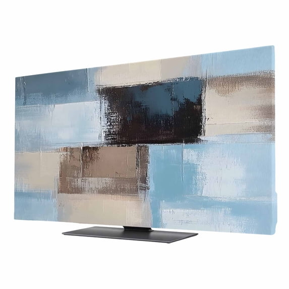 Abstract Color Stitching TV Dust Cover 32 Inch, Blue Brown Graffiti Art ...