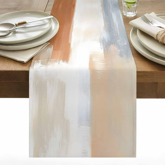 Abstract Color Stitching Table Runner 13x48 inch Grey Brown Graffiti ...