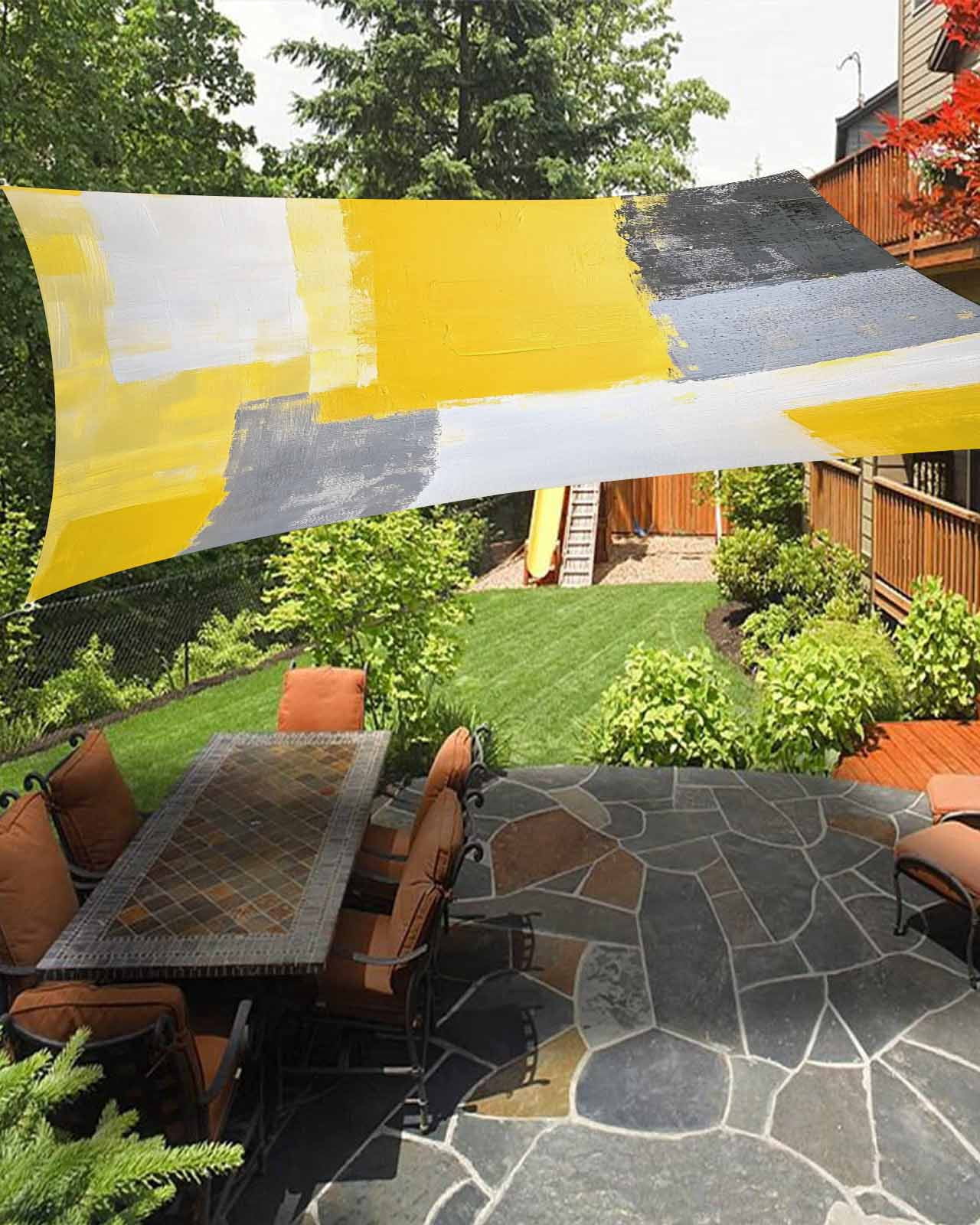 Abstract Color Stitching Waterproof Sun Shade Sail Yellow Gray Wavy ...