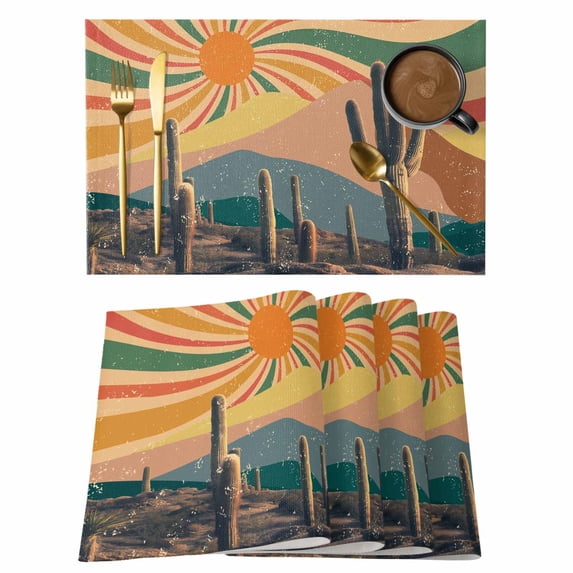 Abstract Color Sun Placemats Set of 1 Cactus Mountain Desert Plant ...
