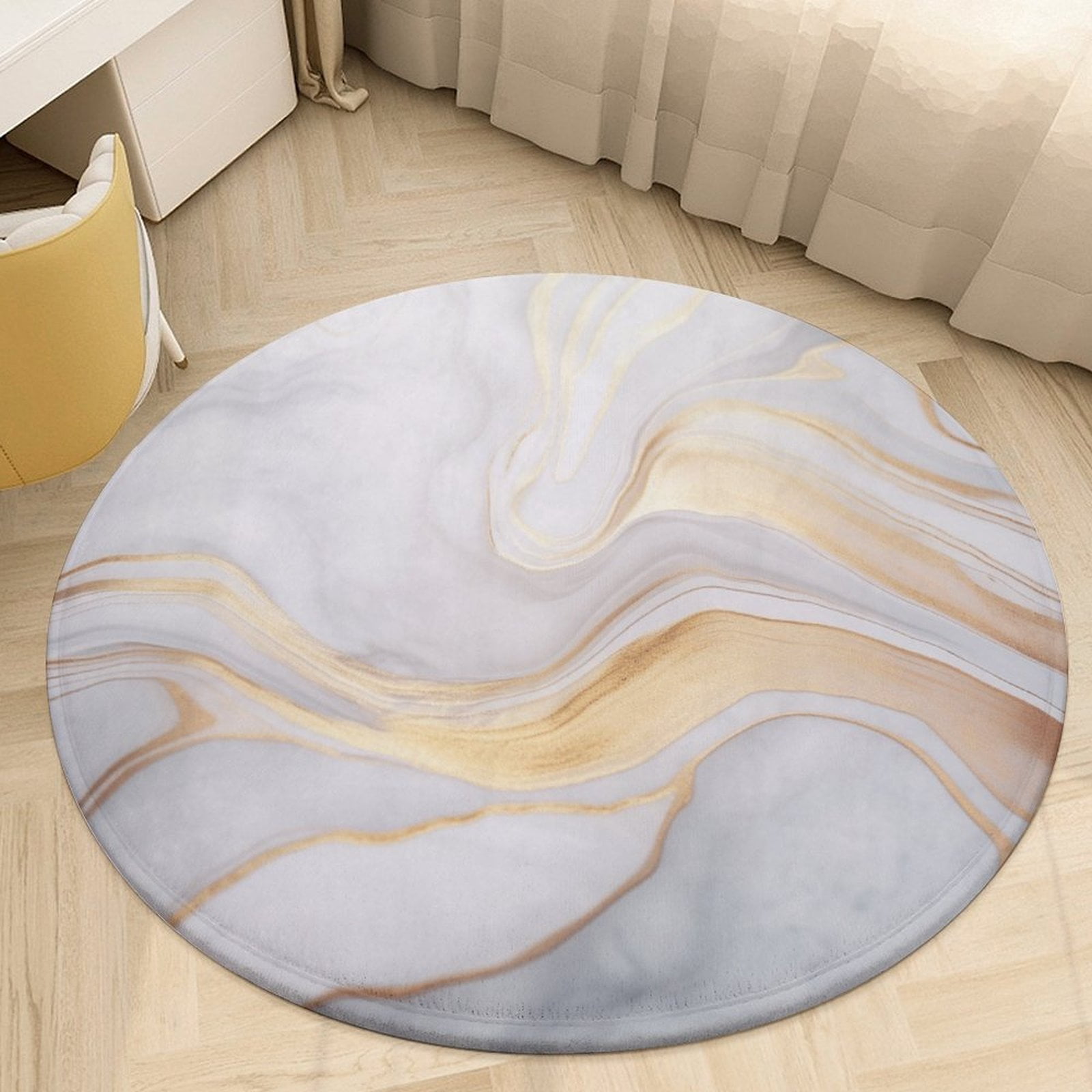 Abstract Colored Marble Round Area Rugs for Bedroom Living Room, 4FT ...