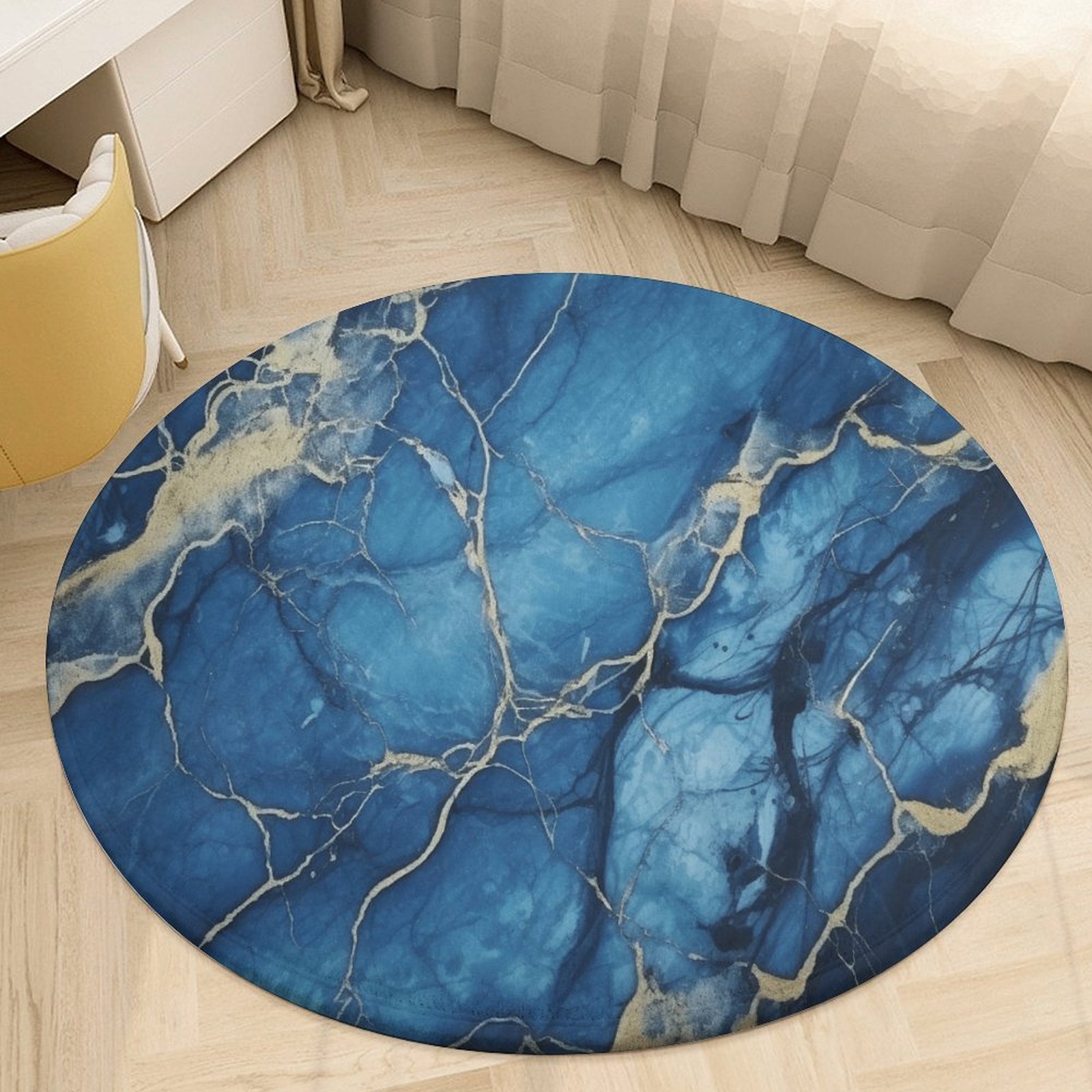 Abstract Colored Marble Round Area Rugs for Bedroom Living Room, 6FT ...