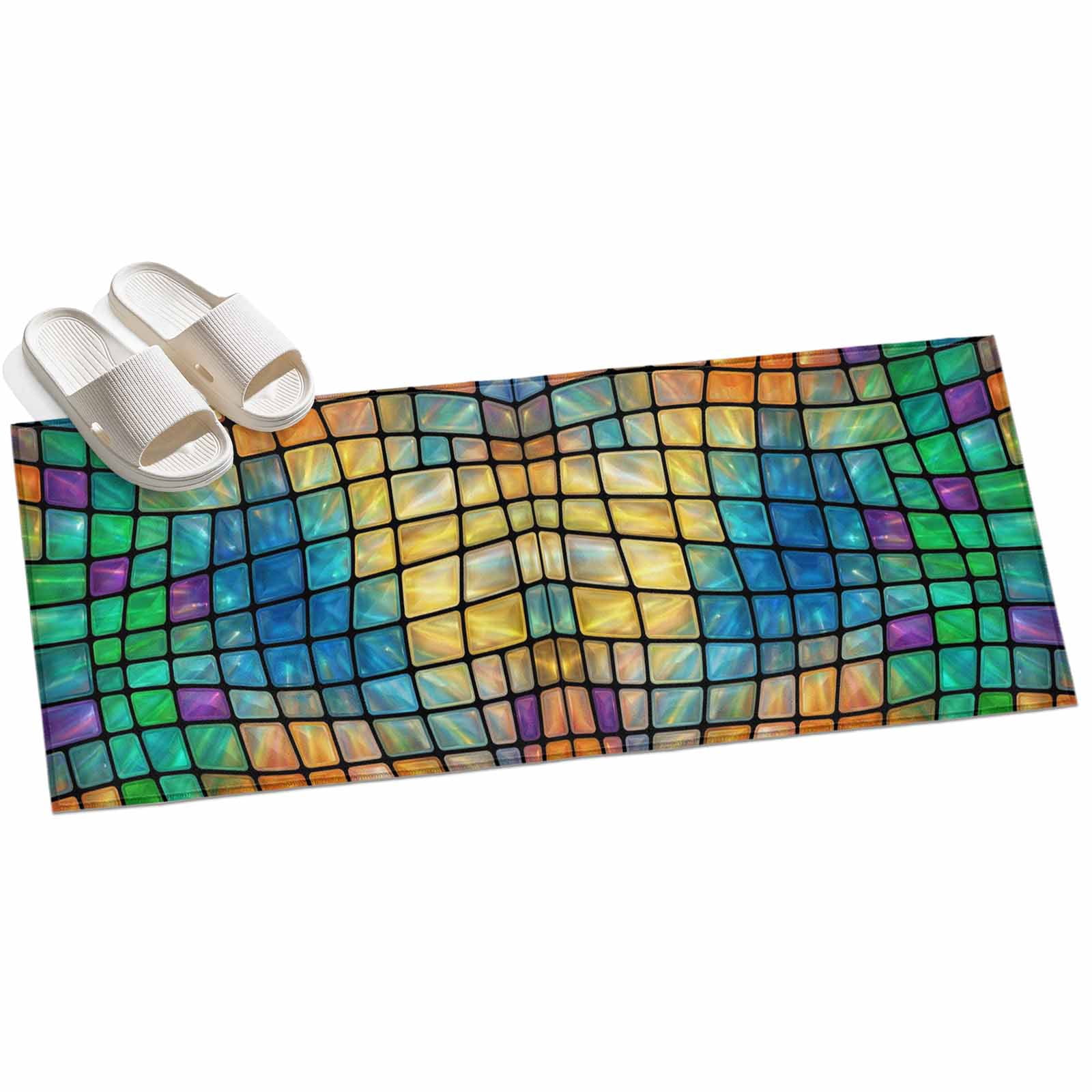 Abstract Colored Plaid Area Rug, Gradient Grid Gemstone Modern ...