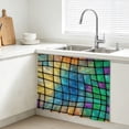 Abstract Colored Plaid Cabinet Curtains for Kitchen 10"W x 11"L ...