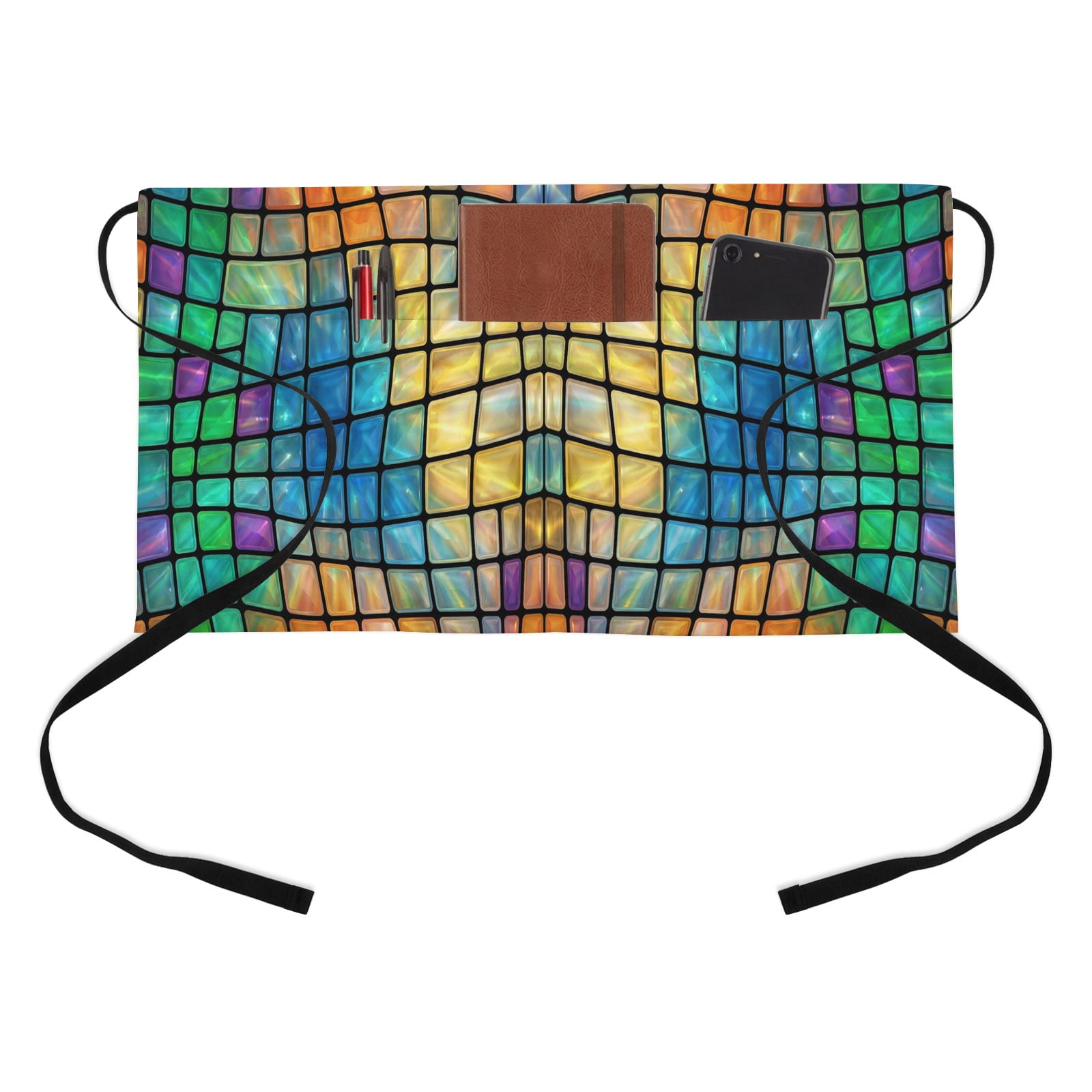 Abstract Colored Plaid Half Waist Apron Gradient Grid Gemstone Modern ...