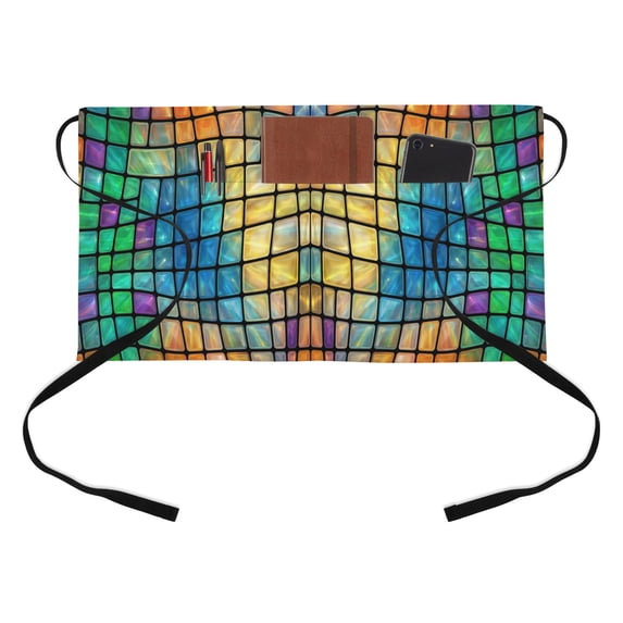 Abstract Colored Plaid Half Waist Apron Gradient Grid Gemstone Modern ...
