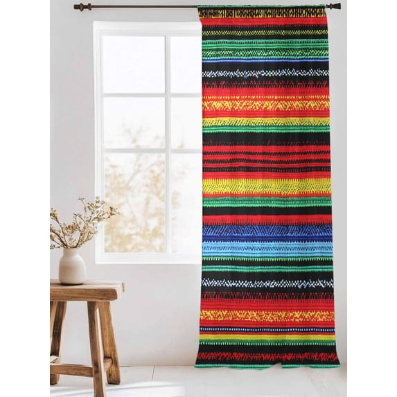 Abstract Colored Sheer Curtains 84 Inch Long 1 Panel Stripes Mexico ...