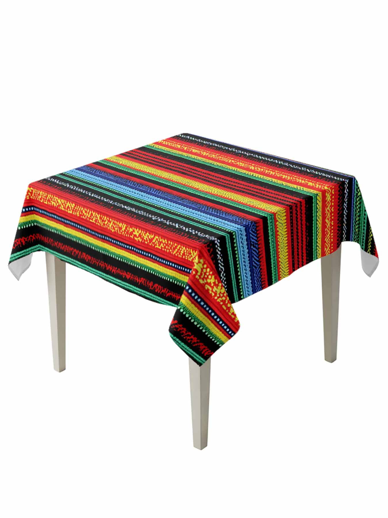 Abstract Colored Table Cloth 54x54 Inch Square, Stripes Mexico Style ...