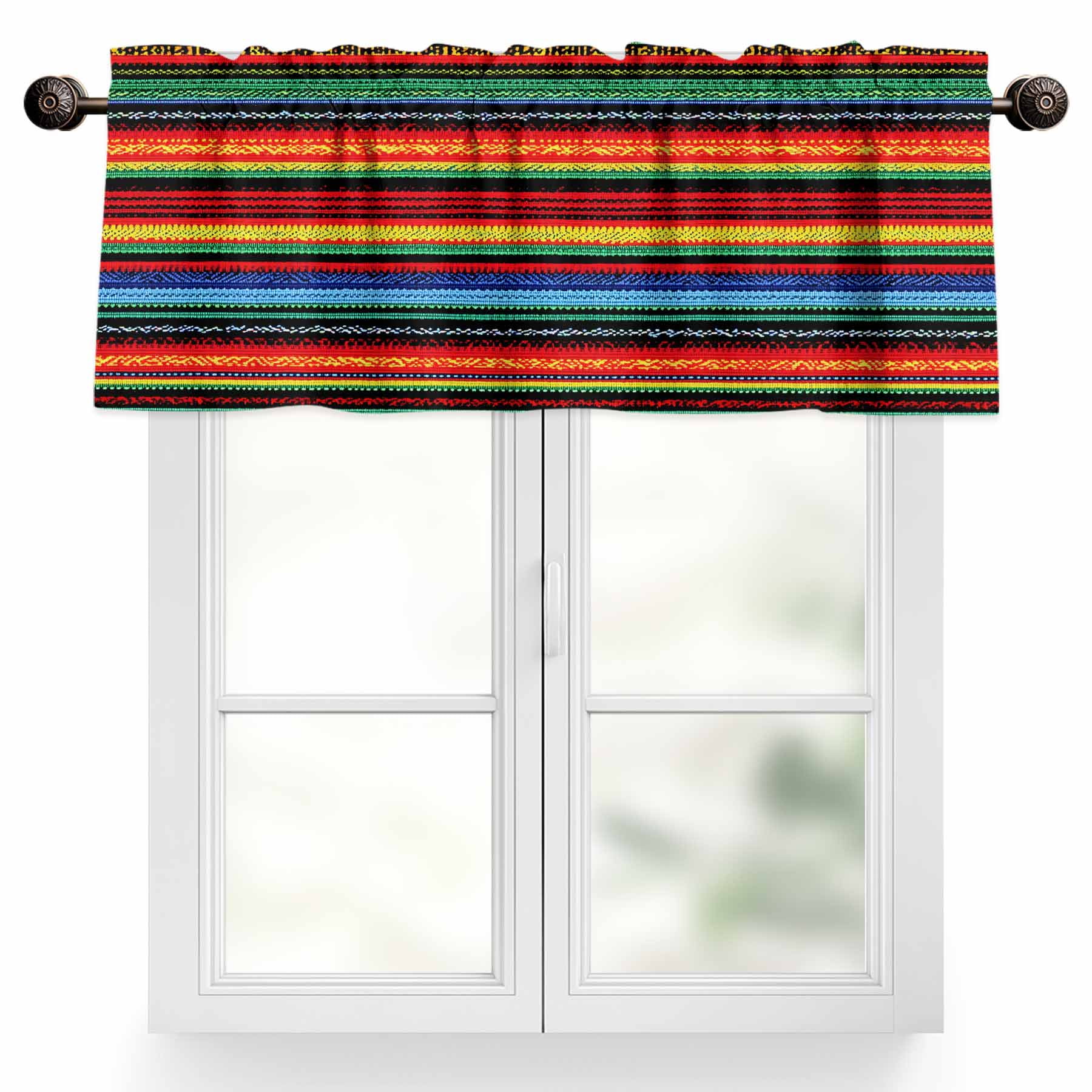 Abstract Colored Valances for Windows, 60 x 18in, Stripes Mexico Style ...