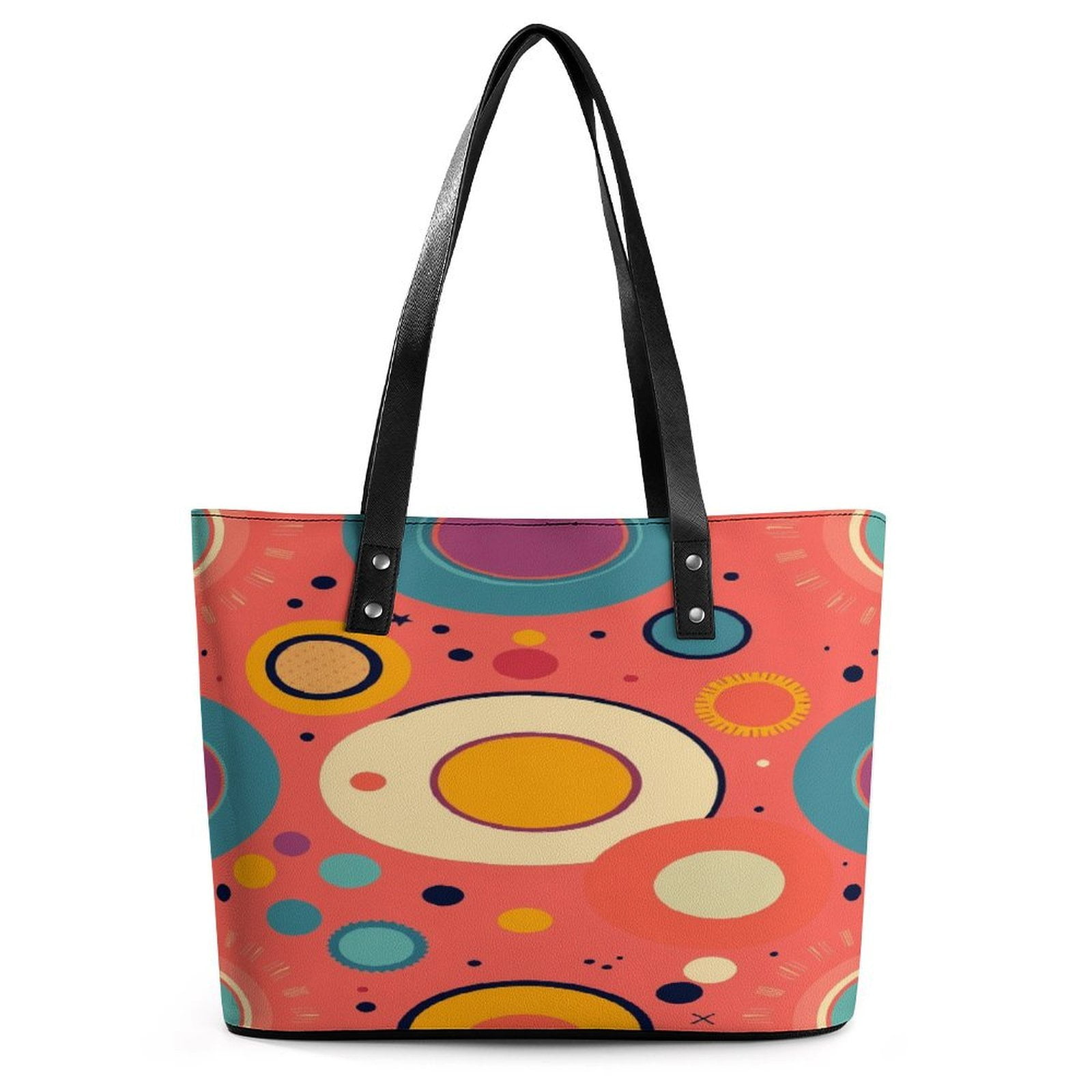 Abstract Colorful Circles Handbag Large Capacity Storage Bag Shoulder ...