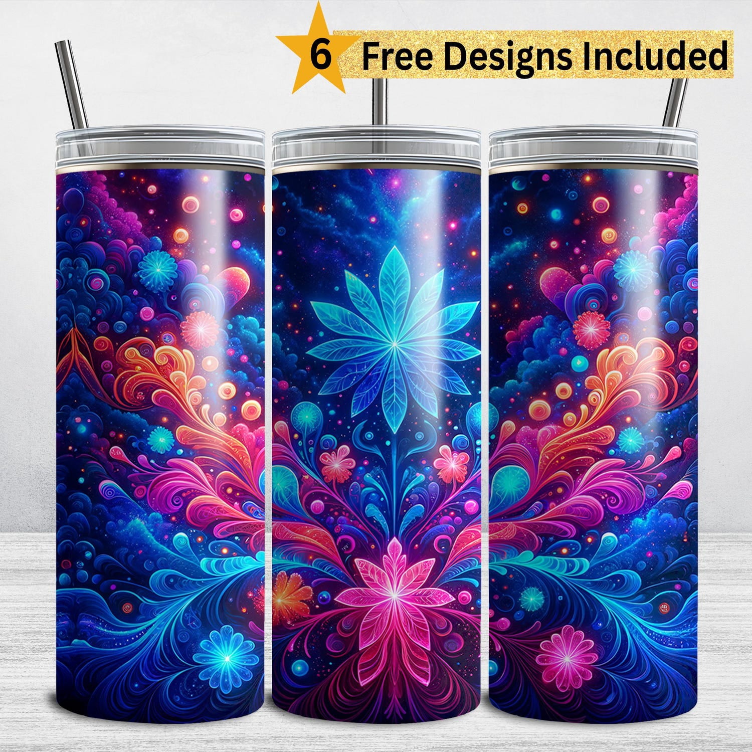 Abstract Colorful Coral Tumbler , Unique 20 oz Skinny Tumbler ...