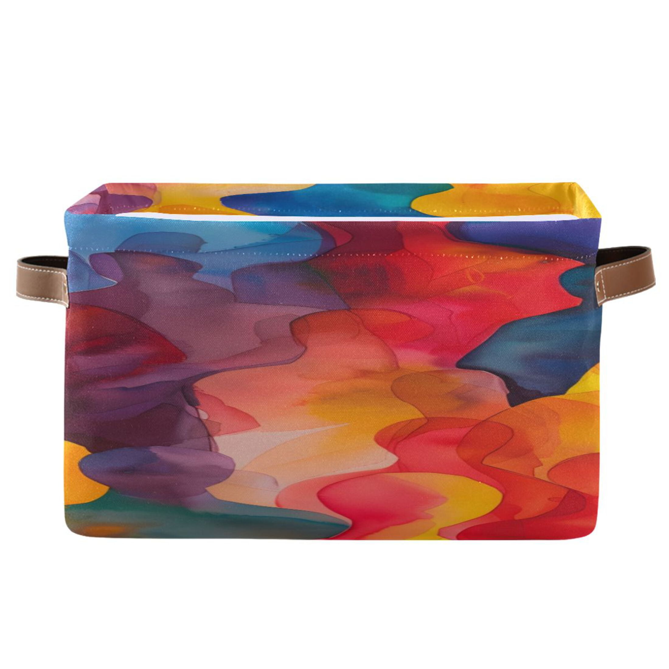 Abstract Colorful Crowd Square Storage Bins with Handles Collapsible ...