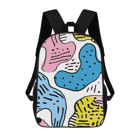 Abstract Colorful Doodle Shapes Backpack, Travel Backpack, Casual ...