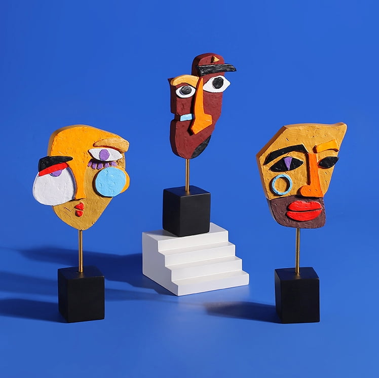 Abstract Colorful Face Sculpture Resin Craft(1 random item) - Walmart.com