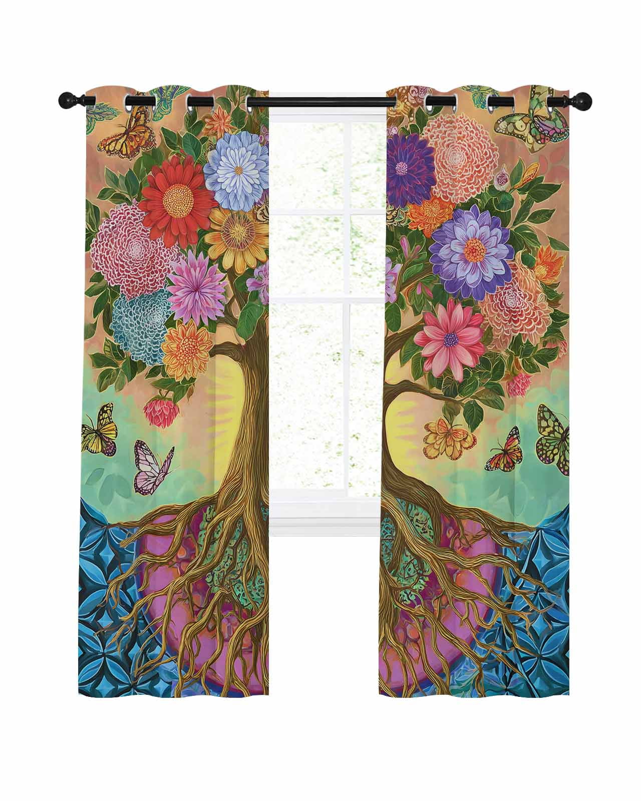 Abstract Colorful Flower Blackout Curtains for Bedroom Living Room ...
