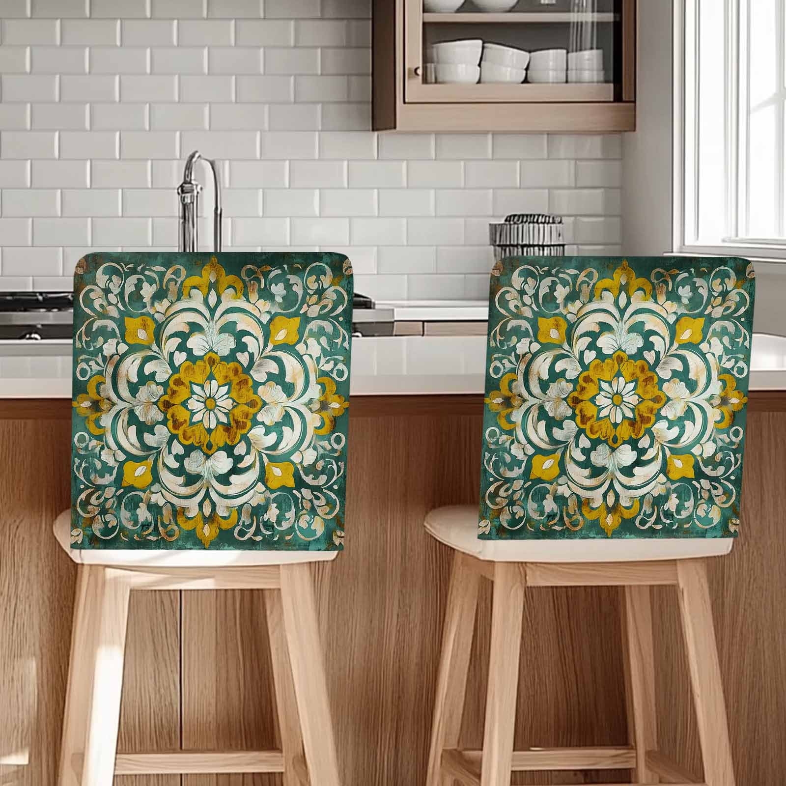 Abstract Colorful Flower Chair Covers Set of 6 Vintage Boho Floral ...