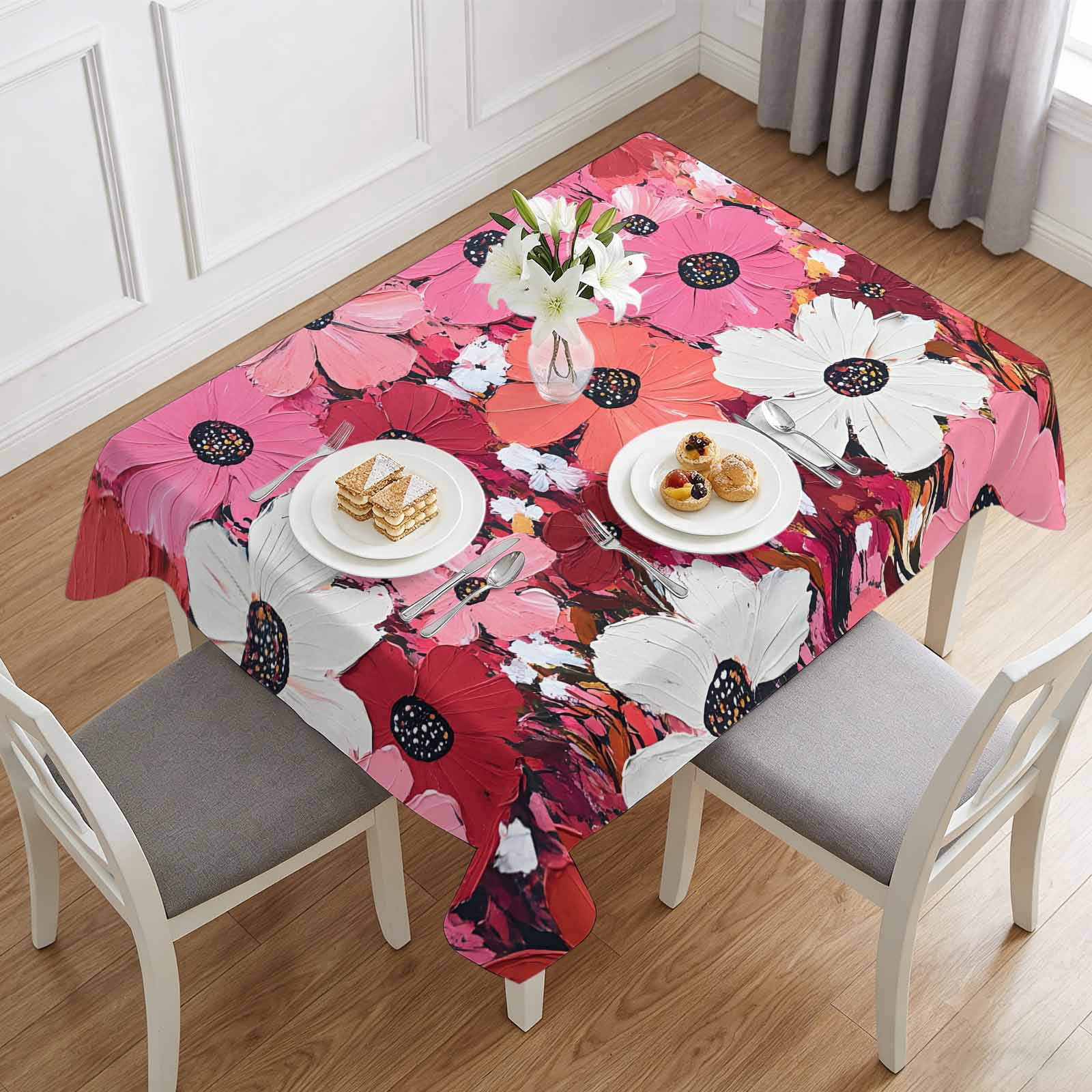 Abstract Colorful Flower Seamless Table Cloth 60x84in, Waterproof ...