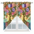 Abstract Colorful Flower Swag Curtain Valance for Window 2 Panels Root ...