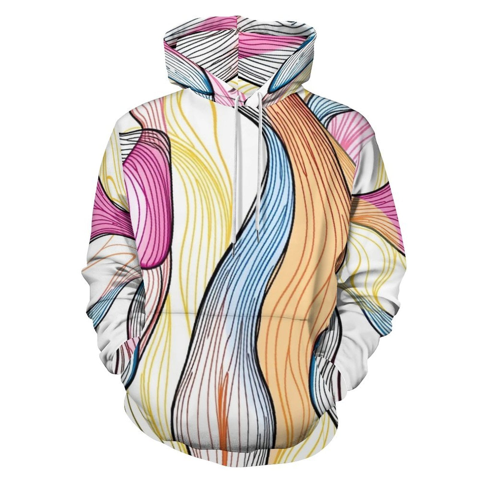 Abstract Colorful Flowing Lines Pattern Hoodie Men And Women Hoodie ...