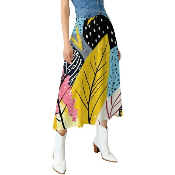Abstract Colorful Foliage Artwork Design Women High Waist Midi Skirt ...
