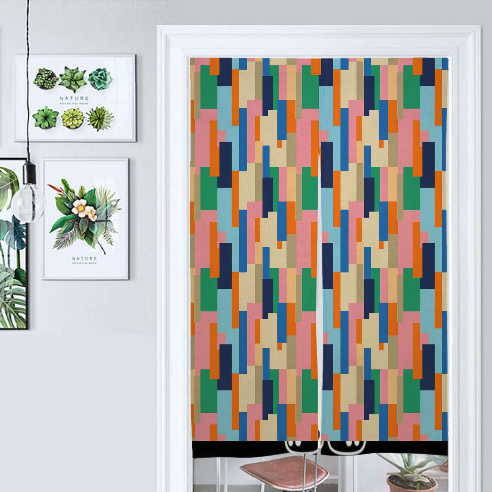 Abstract Colorful Geometric Pattern Door Curtain Nordic Living Room ...