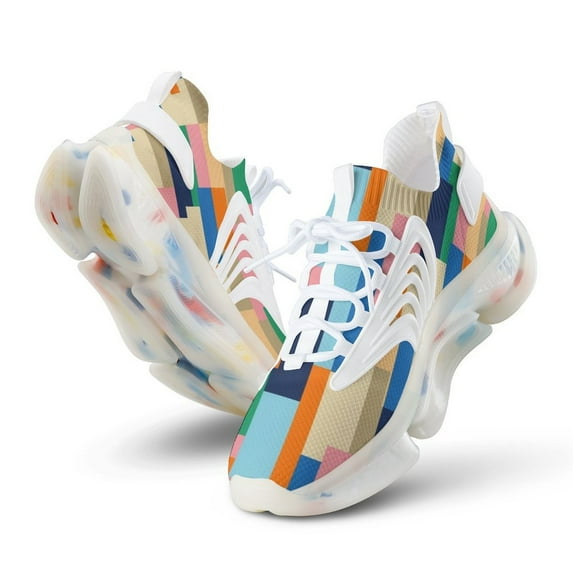 Abstract Colorful Geometric Pattern Walking Shoes for Men Woman ...