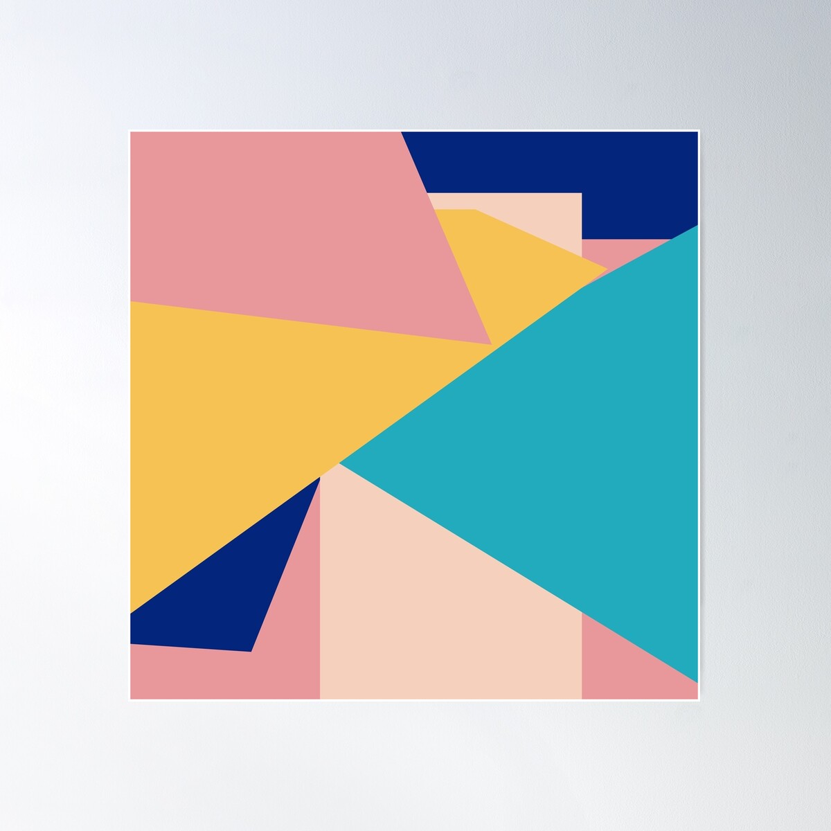 Abstract Colorful Geometric Shapes | Navy Blue Pink Turquoise Yellow ...