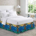 Abstract Colorful Glass Bed Skirt Queen Size 18 Inch Drop, Blue-Purple ...
