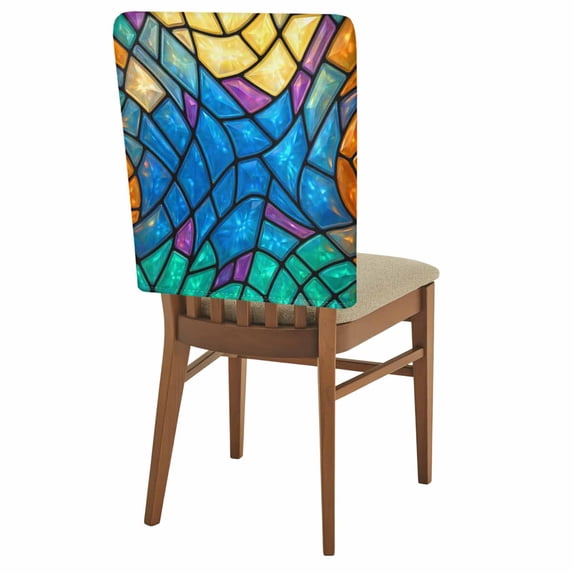 Abstract Colorful Glass Chair Back Covers Set of 4, Blue-Purple Cracked ...