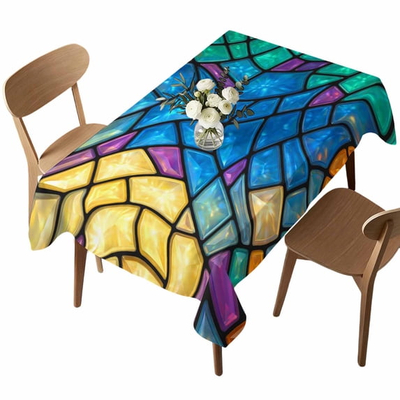 Abstract Colorful Glass Rectangle Tablecloth Blue-Purple Cracked ...