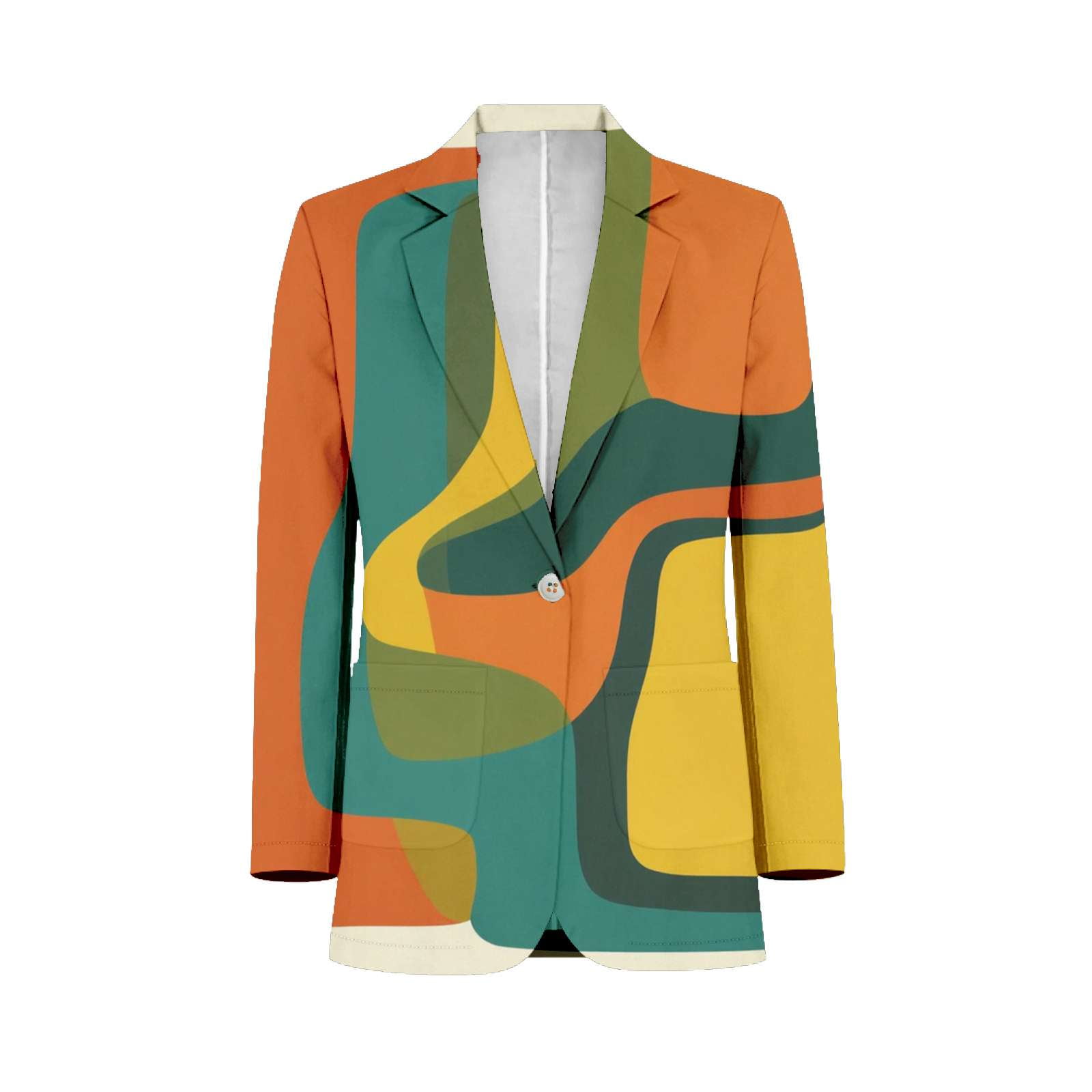 Abstract Colorful Layered Shapes Design Men Blazers Slim Clothing ...
