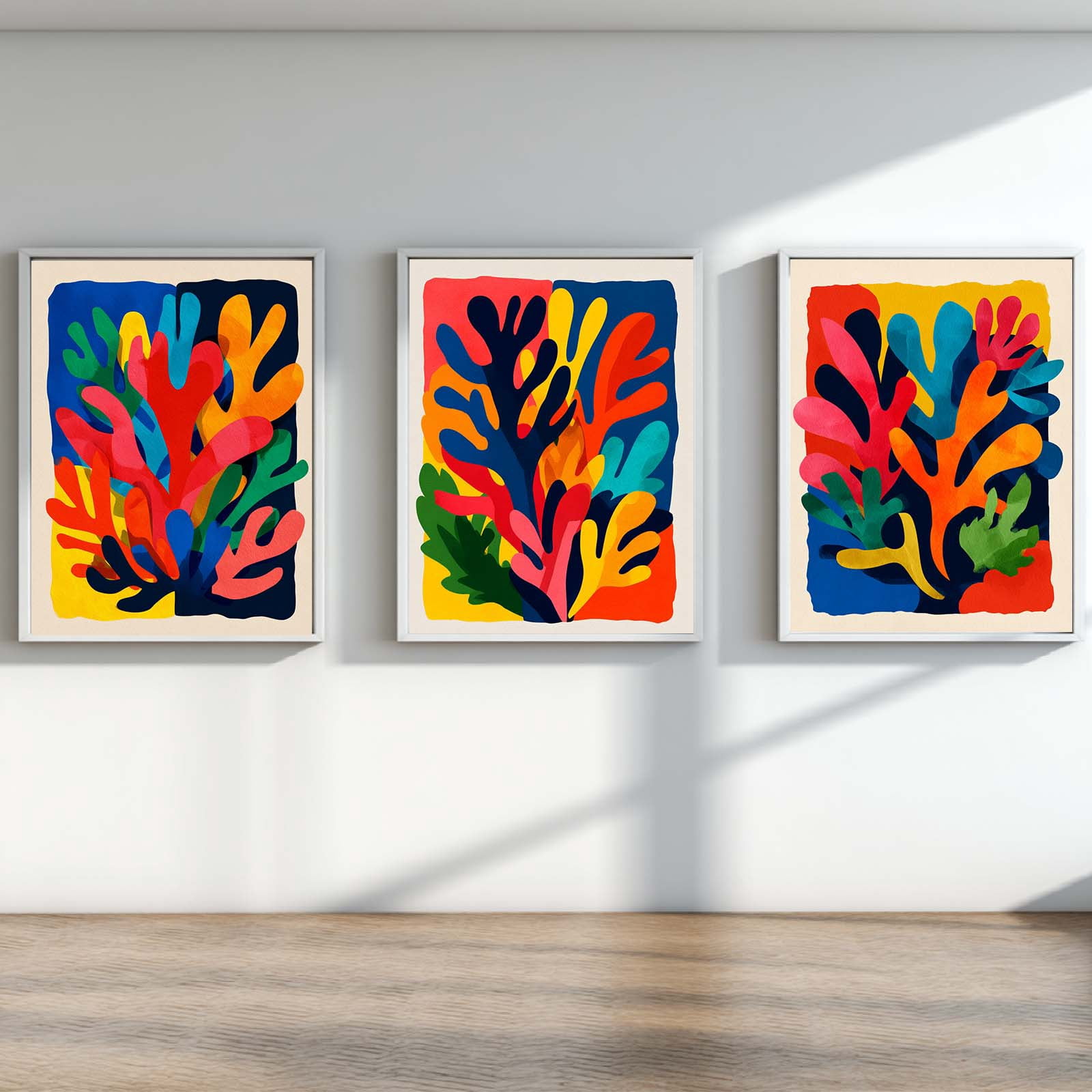 Abstract Colorful Leaves Canvas Painting Modern Wall Art for Living ...