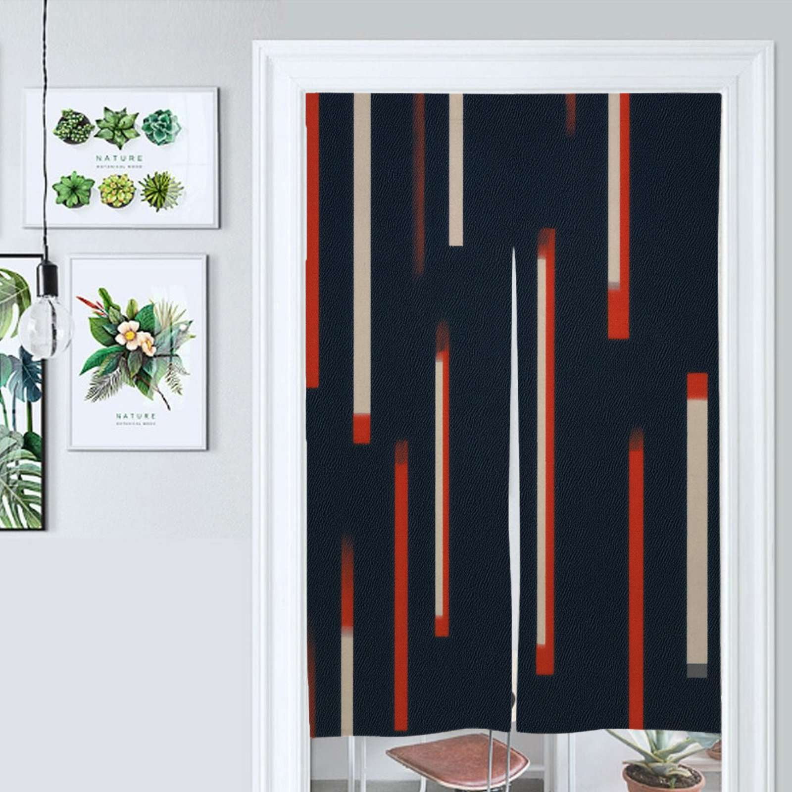 Abstract Colorful Lines Pattern Door Curtain Nordic Living Room ...
